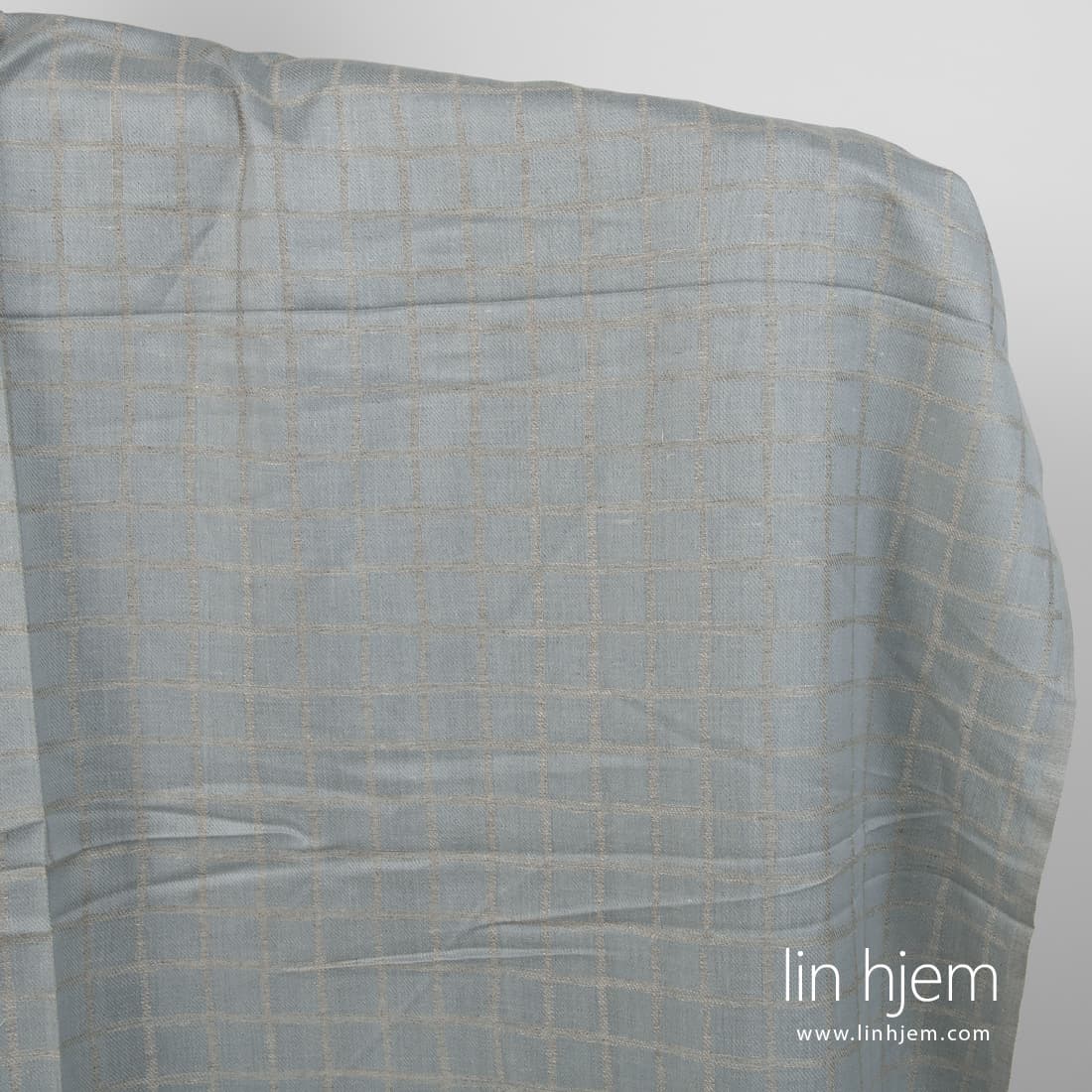 Halvlinstoff Blågrå Tosidig Rutete Twill 155cm Bredt